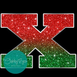 Christmas Red Green Glitter Digital Alphabet, Numbers, Punctuation Clip ...