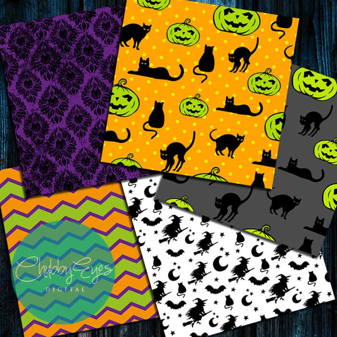 Halloween Digital Papers Halloween Scrapbook Papers Glitter | Etsy