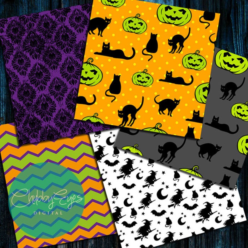 Halloween Digital Papers Halloween Scrapbook Papers Glitter | Etsy