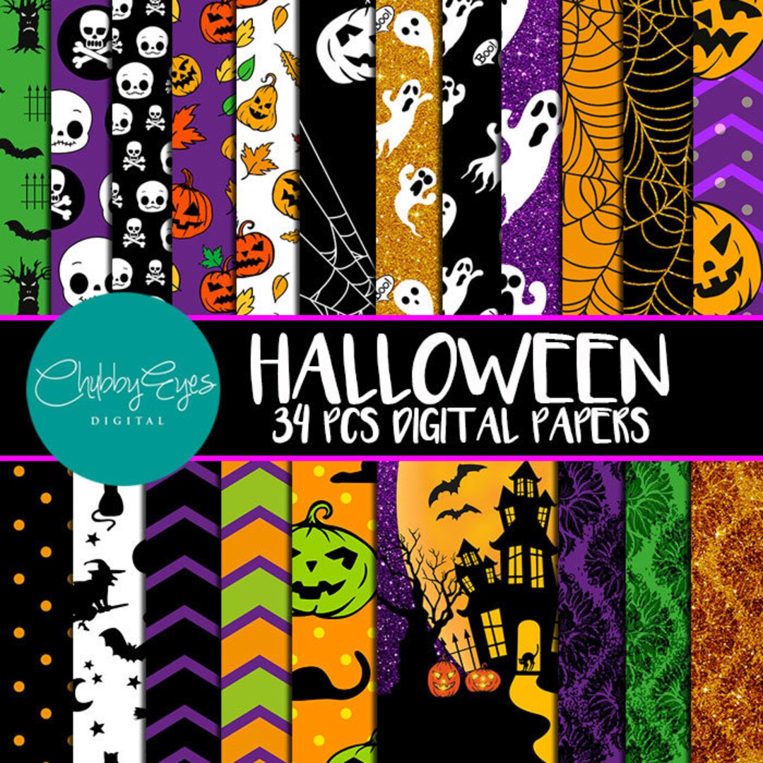 Halloween Digital Papers, Halloween Scrapbook Papers, Glitter Papers ...