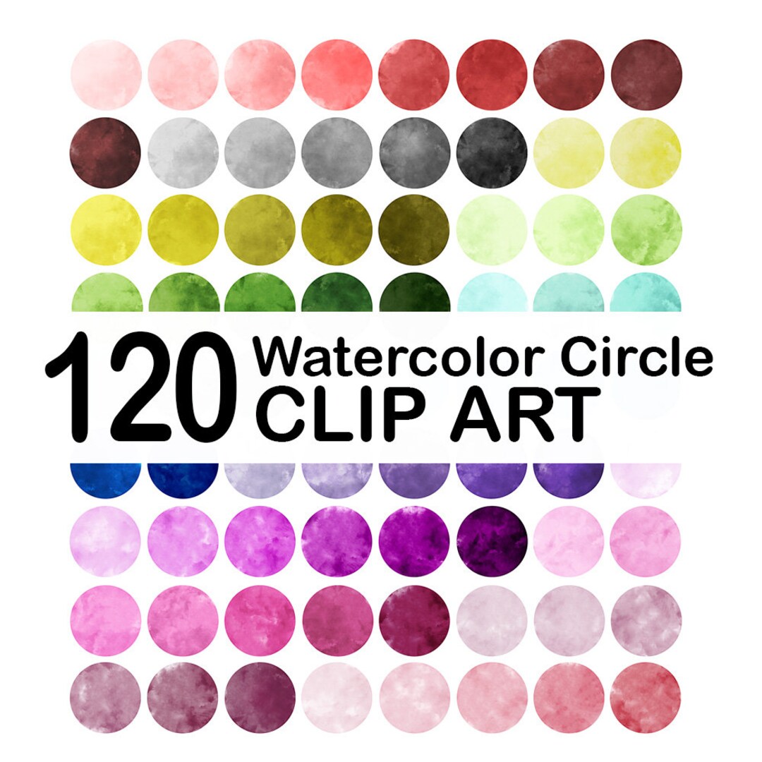 120 Watercolor Circle Clipart, Watercolor Clipart - Instant Download - Etsy