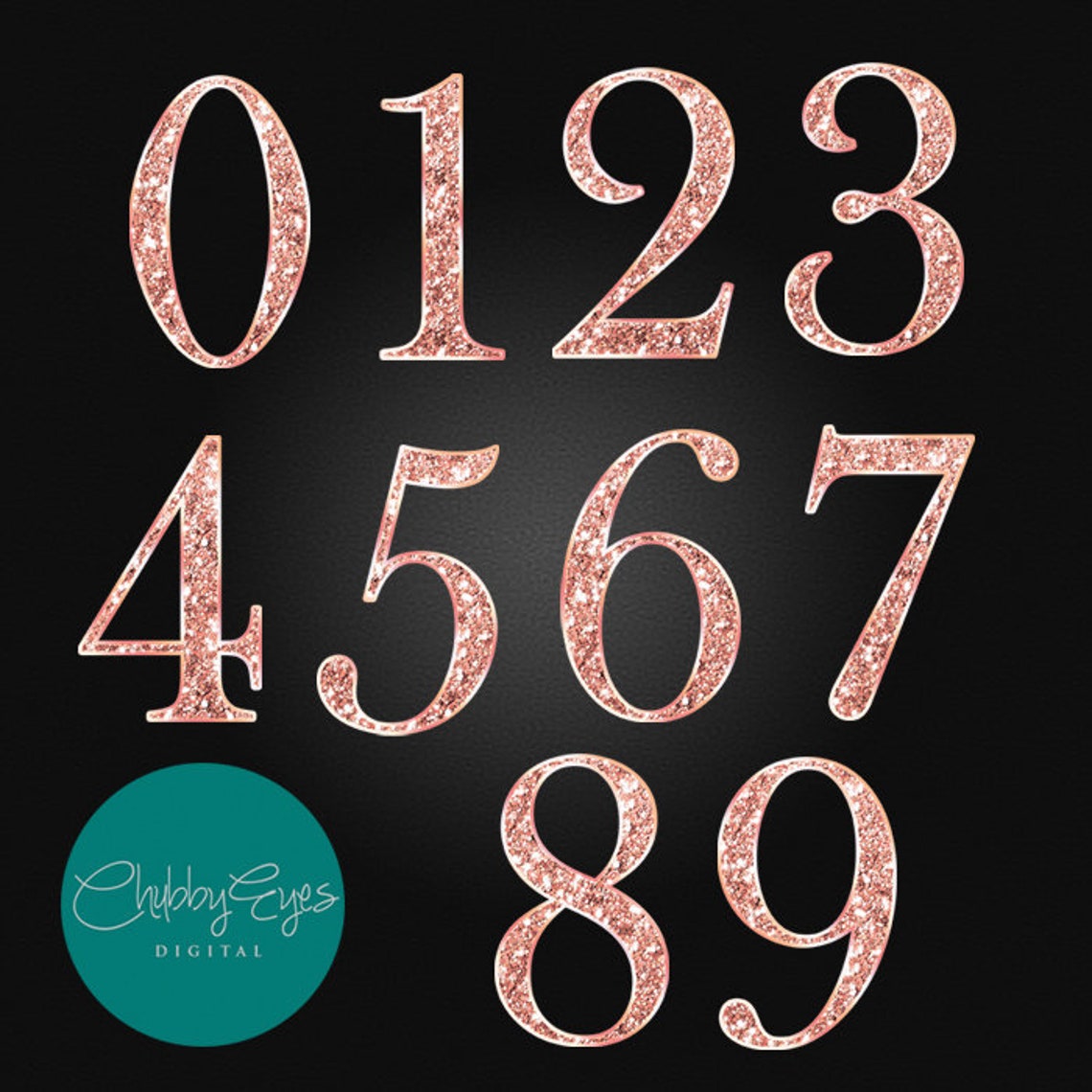 Rose Gold Glitter Digital Alphabet Numbers and Punctuation - Etsy
