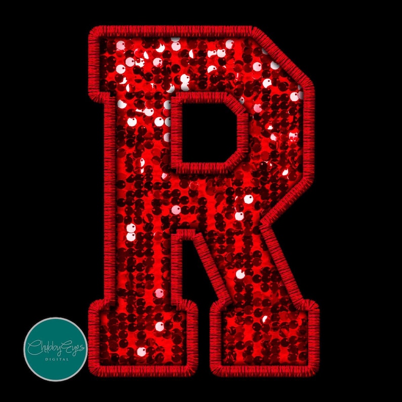 Red Sequin Varsity Alphabet Clip Art, Sport College PNG Letters ...