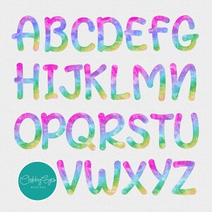 Watercolor Alphabet Clip Art, Rainbow Alphabet- Digital Instant ...