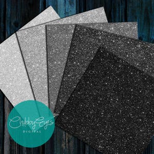 Gold and Silver Glitter Digital Papers, Scrapbook Papers Black Sparkles ...