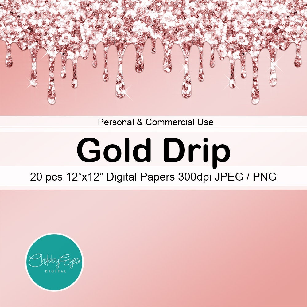 Gold Glitter Drip Digital Papers Gold Gradient Background - Etsy