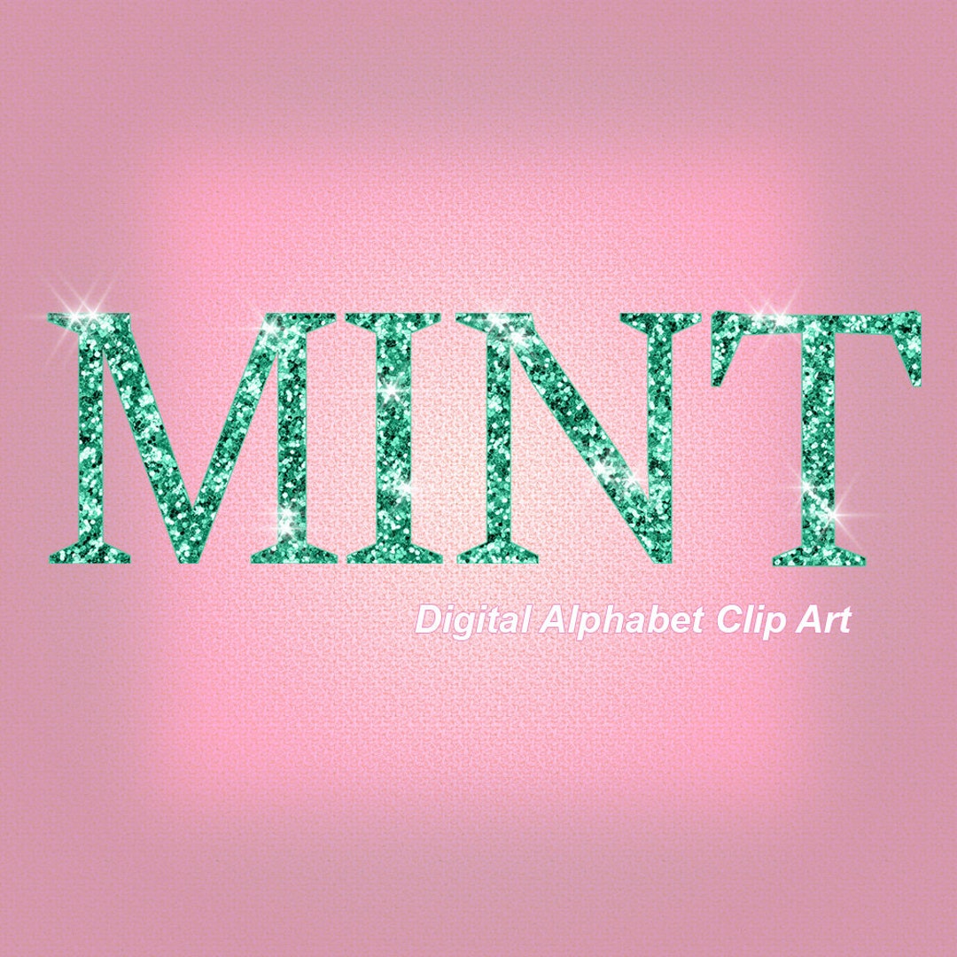 Glitter Alphabet PNG Clip Art, Mint Green Glam Letters Clip Art ...