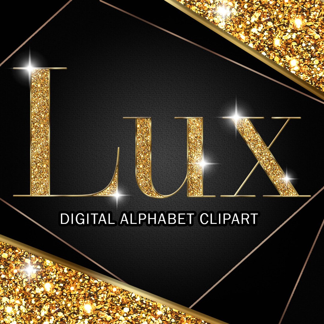 Gold Glitter Alphabet Clip Art, Gold Lettering Clip Art- Digital ...