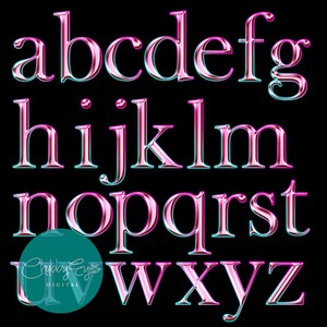 Metallic Pink Digital Alphabet, Numbers and Punctuation Clip Art ...