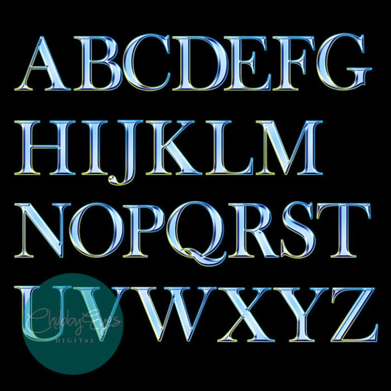 Metallic Blue Digital Alphabet, Numbers and Punctuation Clip Art ...
