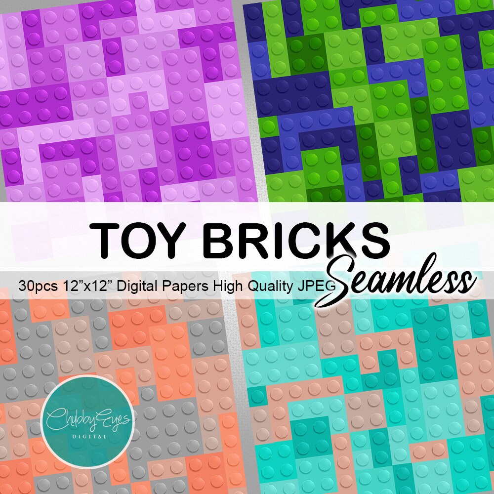 Colorful Toy Bricks Digital Papers, Building Blocks Background (digital ...