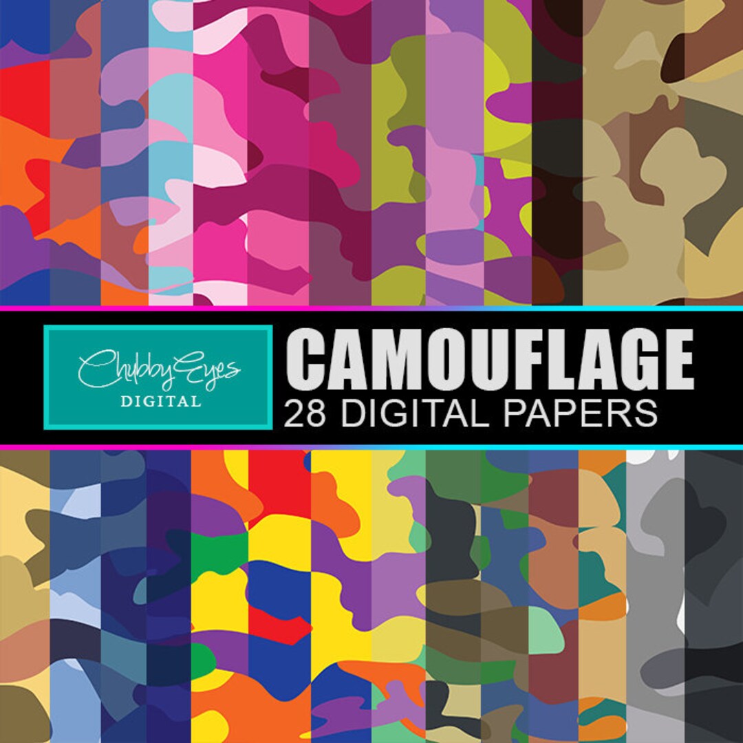 Camouflage Pattern Digital Papers Colorful Scrapbook Papers - Etsy