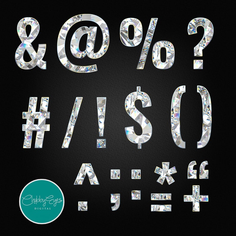 Diamond Alphabet Clip Art, Numbers and Punctuation Clipart Images ...