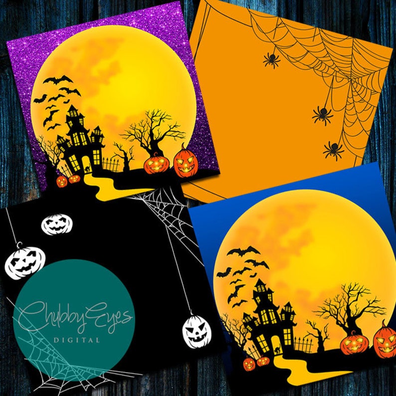 Halloween Digital Papers Halloween Scrapbook Papers Glitter | Etsy
