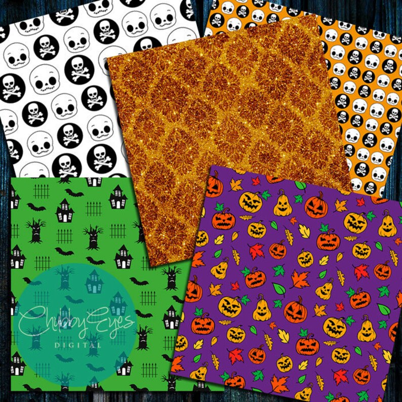 Halloween Digital Papers Halloween Scrapbook Papers Glitter | Etsy