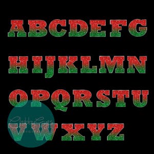 Christmas Red Green Glitter Digital Alphabet, Numbers, Punctuation Clip ...