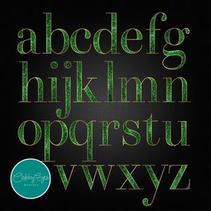 Green Glitter Alphabet Clip Art, Lettering Clip Art- Digital Instant ...