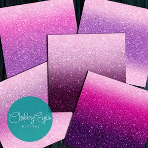 Ombre Glitter Pink & Purple Digital Papers, Scrapbook Papers Glitter ...
