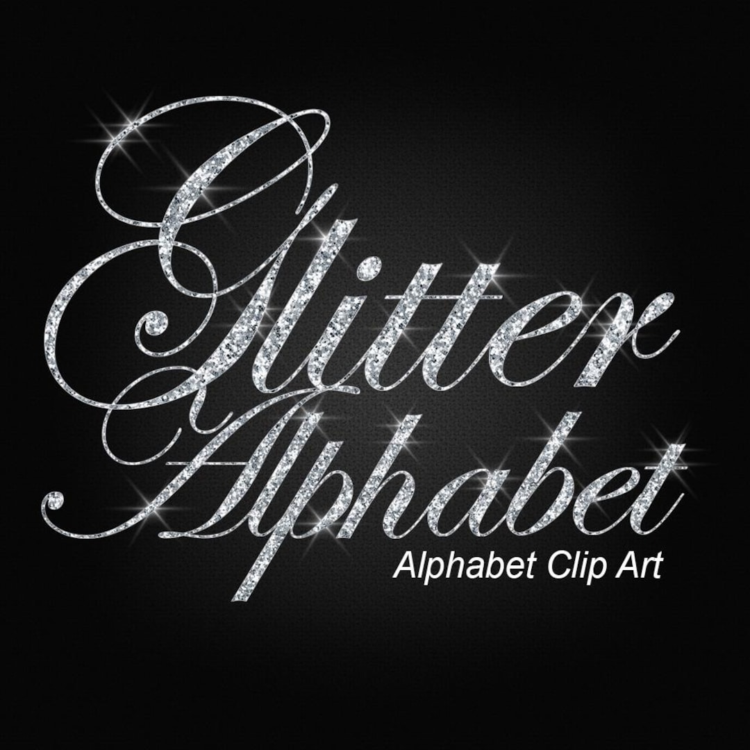 Silver Chunky Glitter Alphabet Clip Art, T, Digital Script Font Style ...