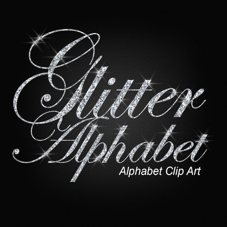 Silver Chunky Glitter Alphabet Clip Art, T, Digital Script Font Style ...