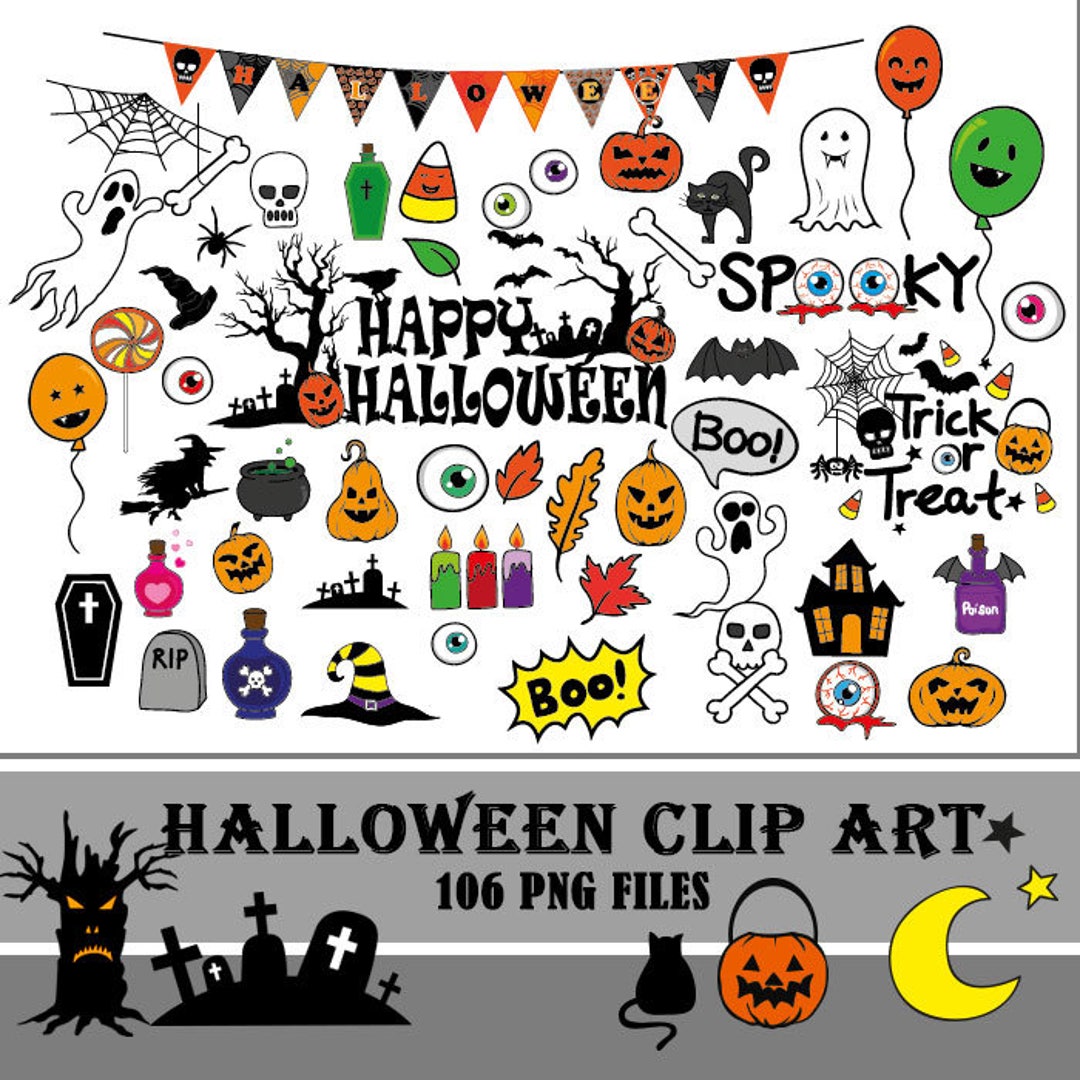 Halloween Clip Art, Pumpkin, Ghost, Spiderweb, Haunted House Clip Art ...