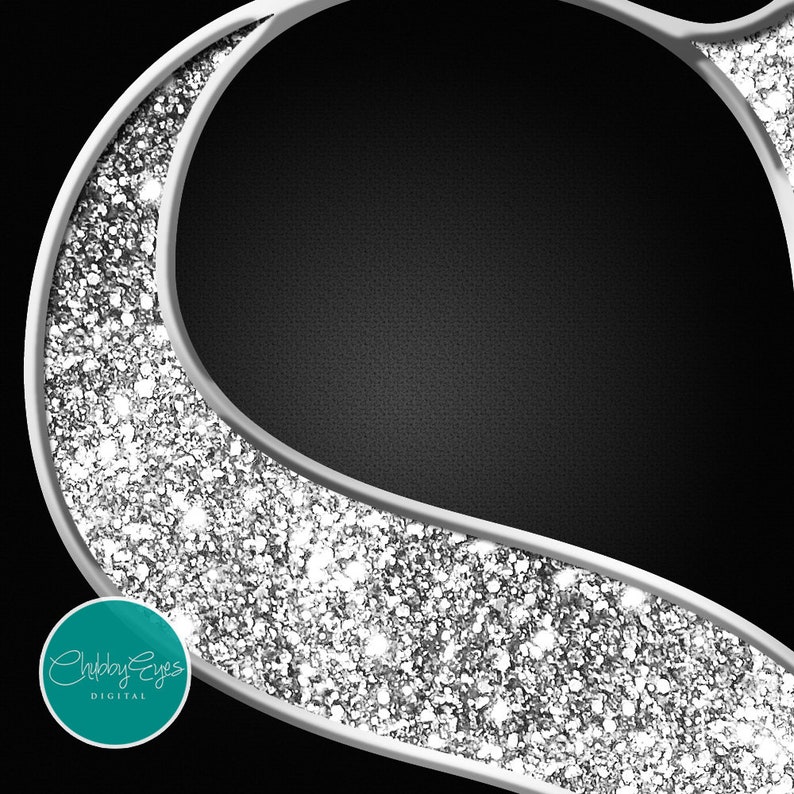 Silver Glitter Alphabet Clip Art, Glam Lettering PNG Set (digital ...