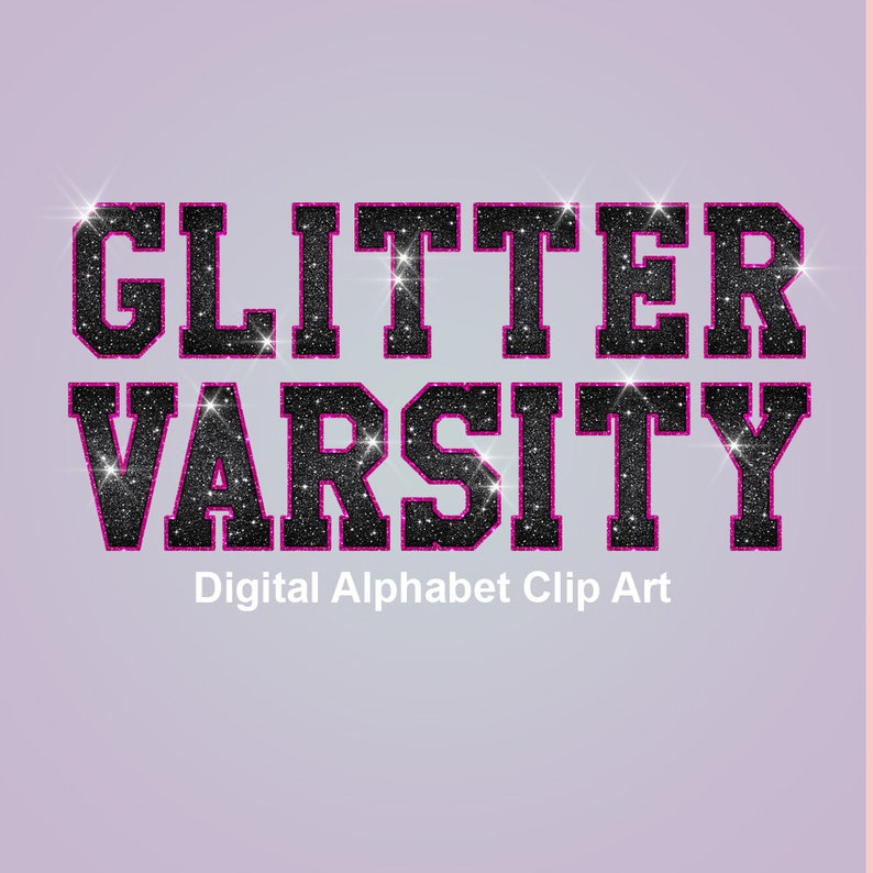 Pink Glitter Varsity Alphabet Clip Art (digital Download) - Etsy