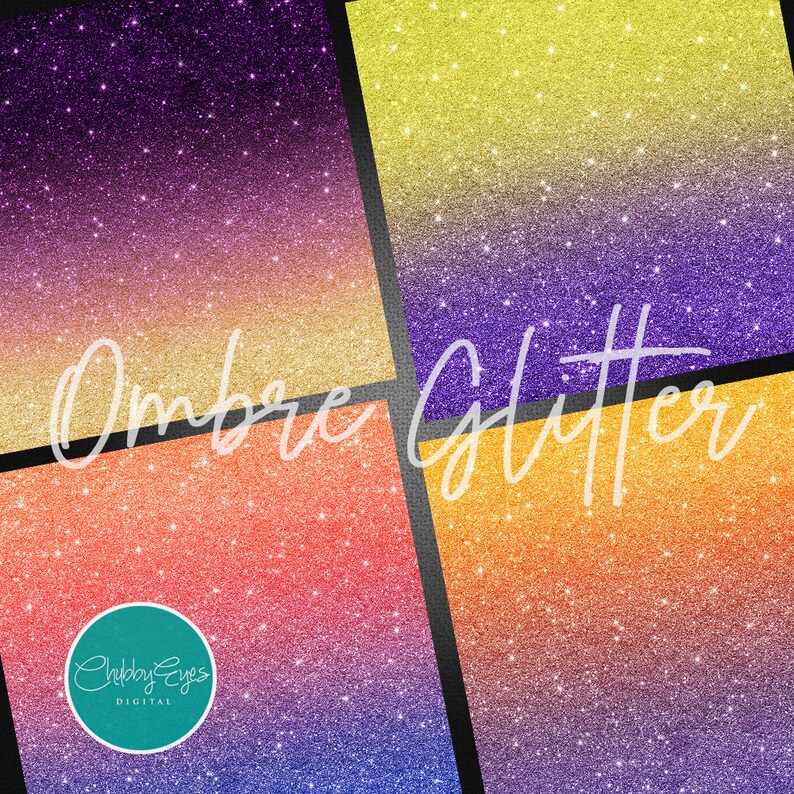 Ombre Glitter Digital Papers, Gradient Shinny Scrapbook Papers ...