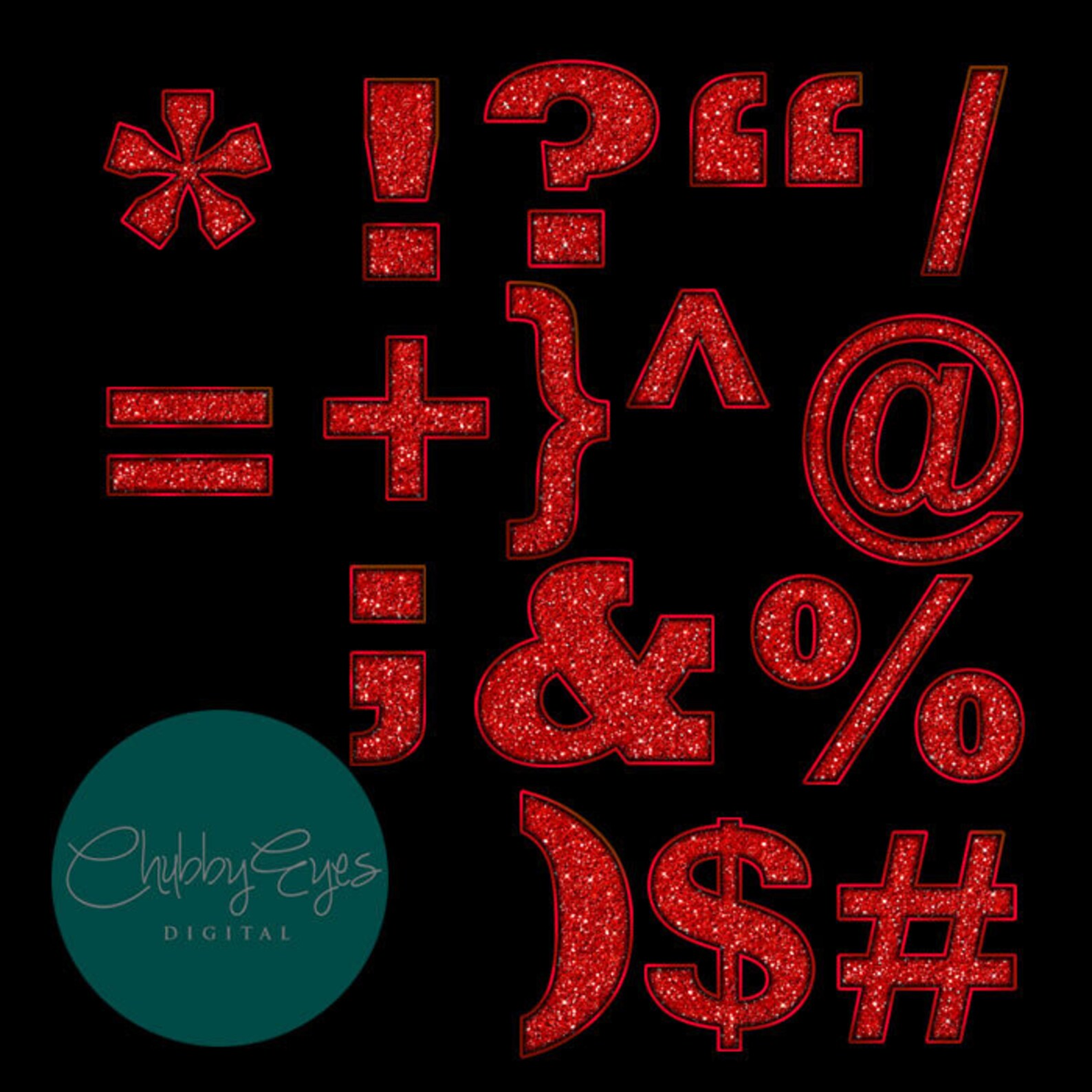 Christmas Red Glitter Digital Alphabet Numbers Punctuation | Etsy