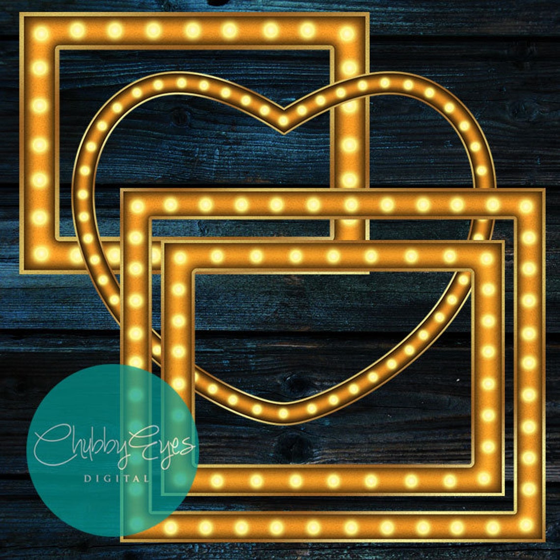 Marquee Light Digital Frame Clip Art Vintage Light - Etsy