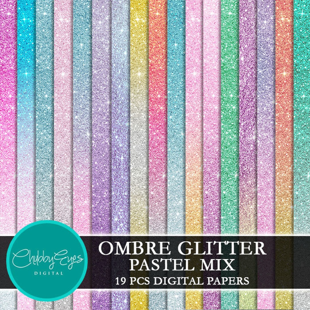 Pastel Ombre Glitter Digital Papers, Pastel Color Scrapbook Papers ...