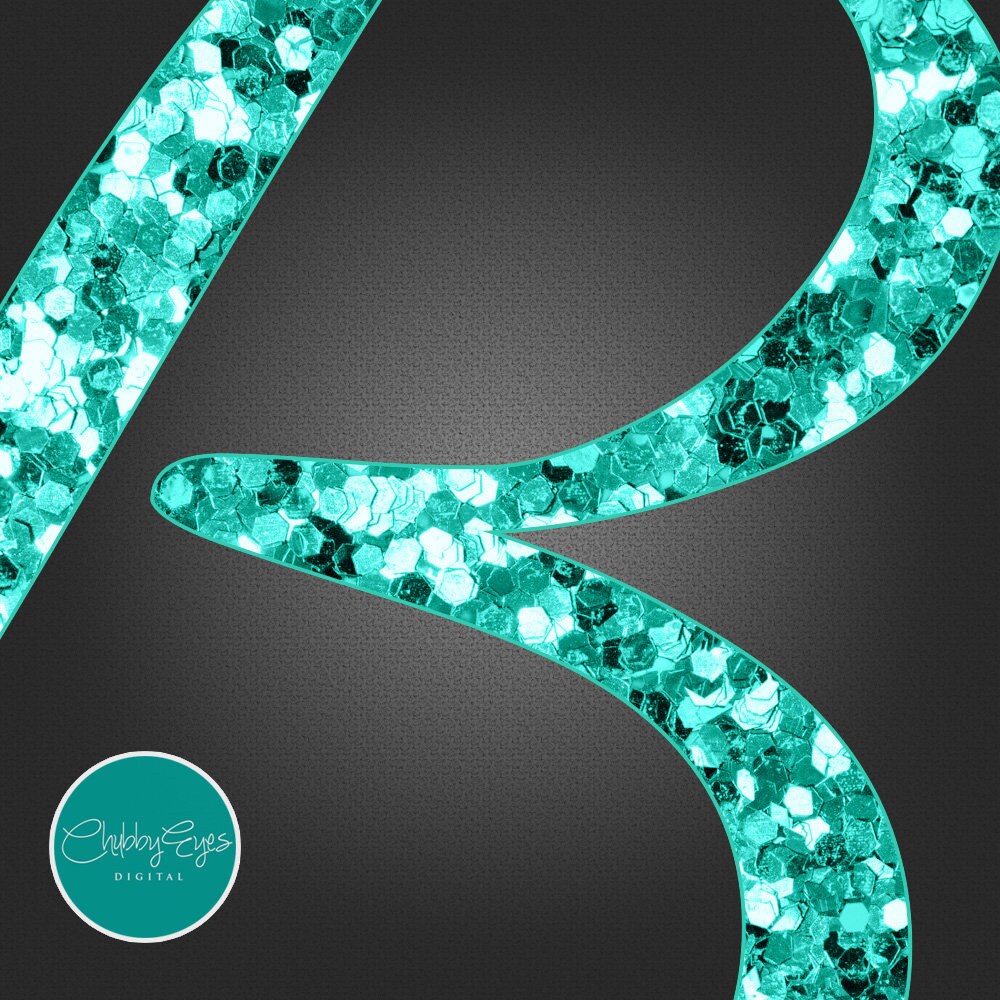 Mint Glitter Alphabet Clip Art Green Glam Clip Art Digital - Etsy