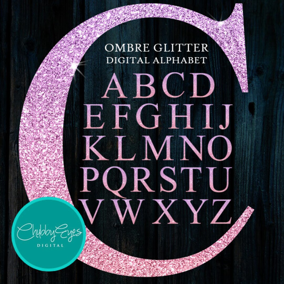 Ombre Glitter Alphabet Clip Art, Glitter Letters, Sparkle Font ...