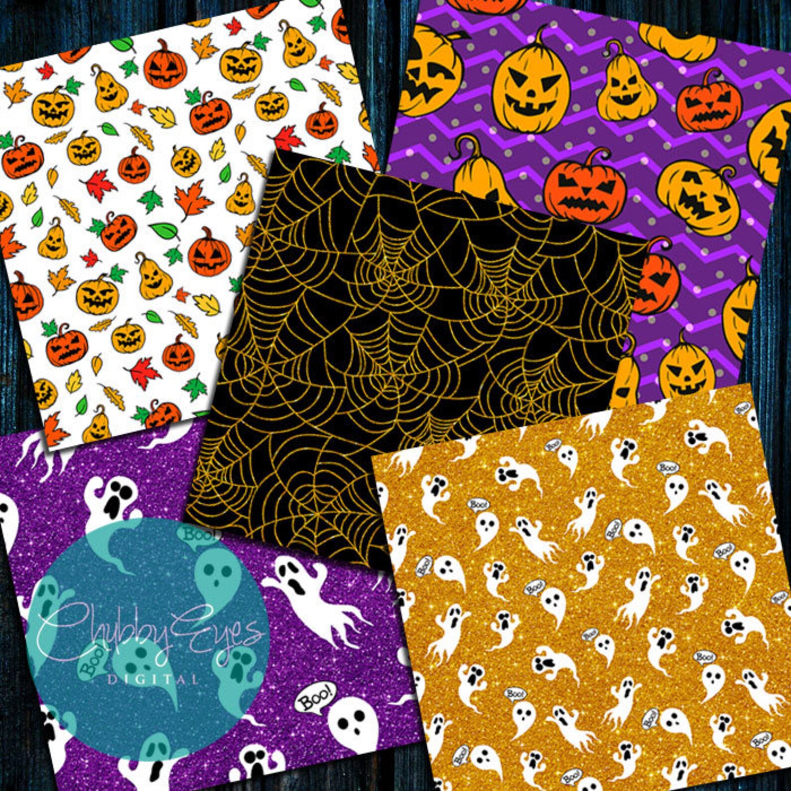 Halloween Digital Papers Halloween Scrapbook Papers Glitter | Etsy