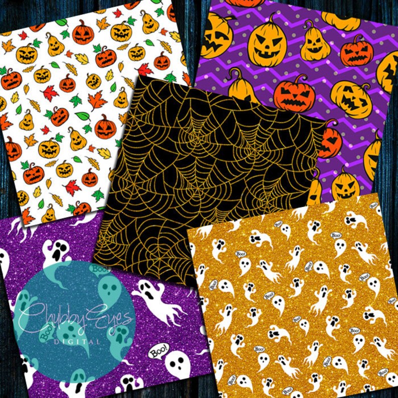 Halloween Digital Papers Halloween Scrapbook Papers Glitter | Etsy