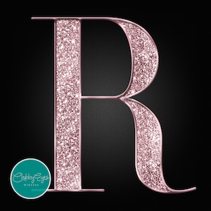 Rose Gold Glitter Alphabet Clip Art, Gold Lettering Clip Art- Digital ...