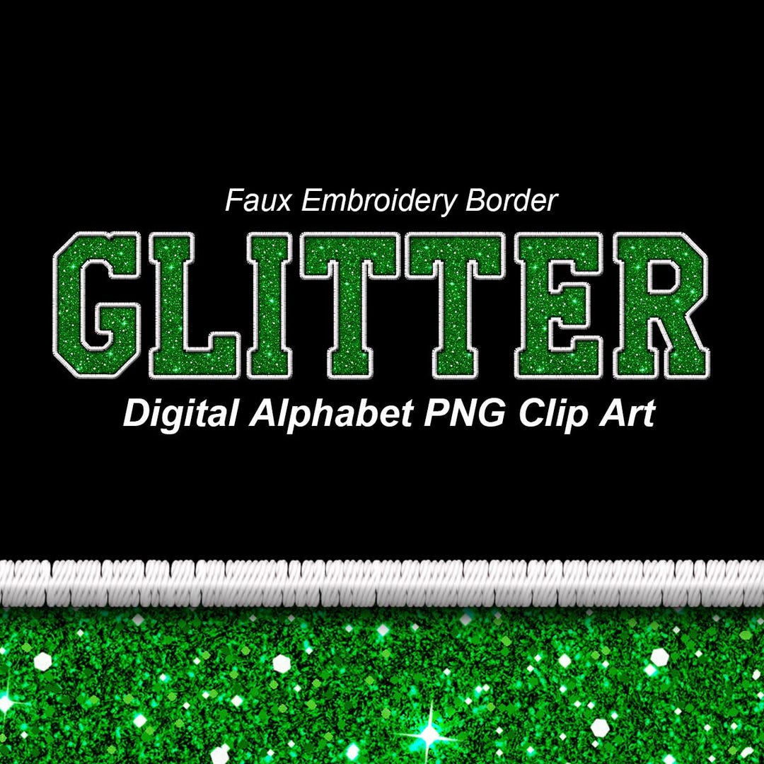 Green Glitter Varsity Alphabet PNG Clip Art (digital Download) - Etsy