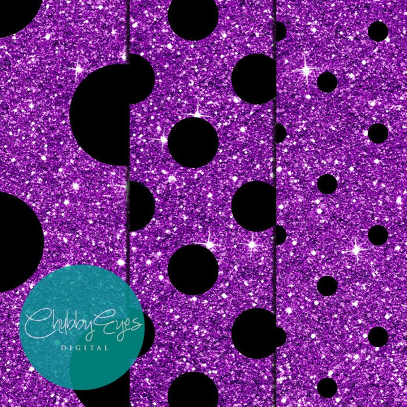 Purple Glitter Polka Dot Digital Papers Scrapbook Papers - Etsy