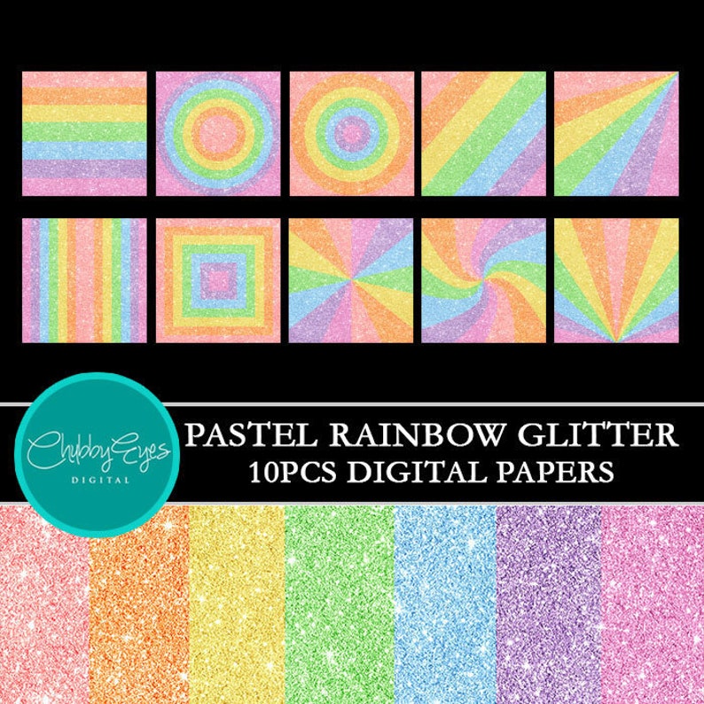 Rainbow Glitter Digital Papers, Scrapbook Papers, Glitter Pattern ...