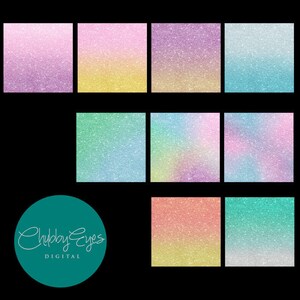 Pastel Ombre Glitter Digital Papers, Pastel Color Scrapbook Papers ...