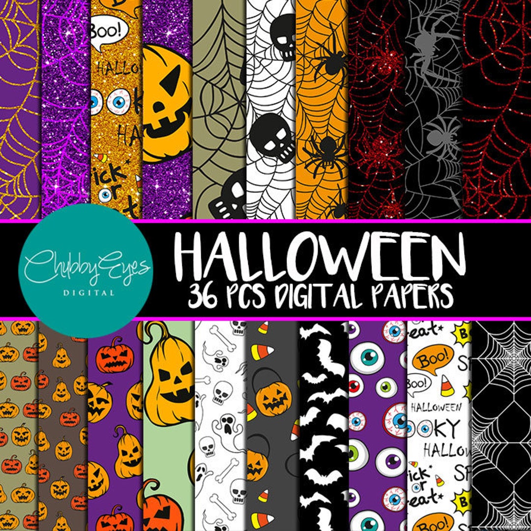 Halloween Digital Papers, Halloween Scrapbook Papers, Glitter Papers ...