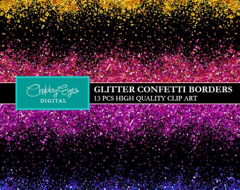 Glitter Confetti Borders Digital Glitter Clip Art Overlay | Etsy