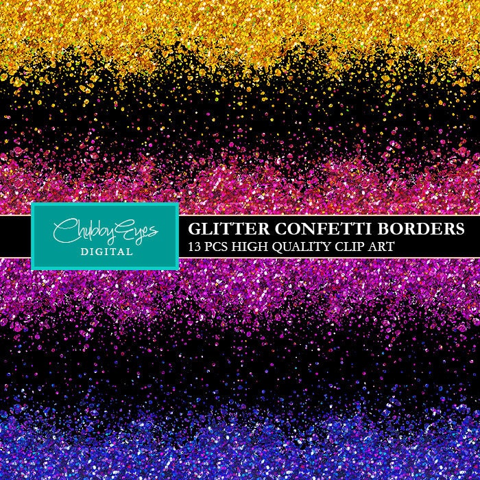 Chunky Mix Glitter Confetti Borders Digital Glitter Clip Art - Etsy