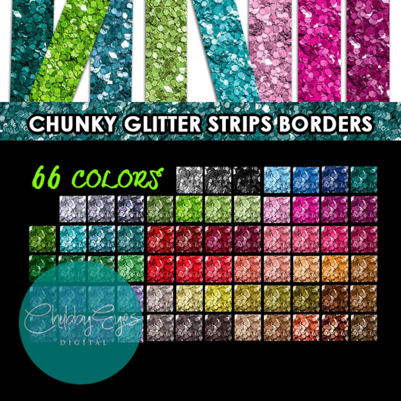66 Chunky Glitter Strips Borders Digital Glitter Clip Art - Etsy
