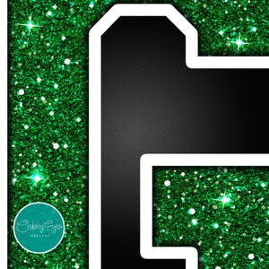 Green Glitter Varsity Alphabet Clip Art (digital Download) - Etsy
