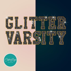 Black Gold Glitter Varsity Alphabet Clip Art, Sport College Style ...