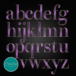 Purple Glitter Alphabet Clip Art, Lettering Clip Art- Digital Instant ...
