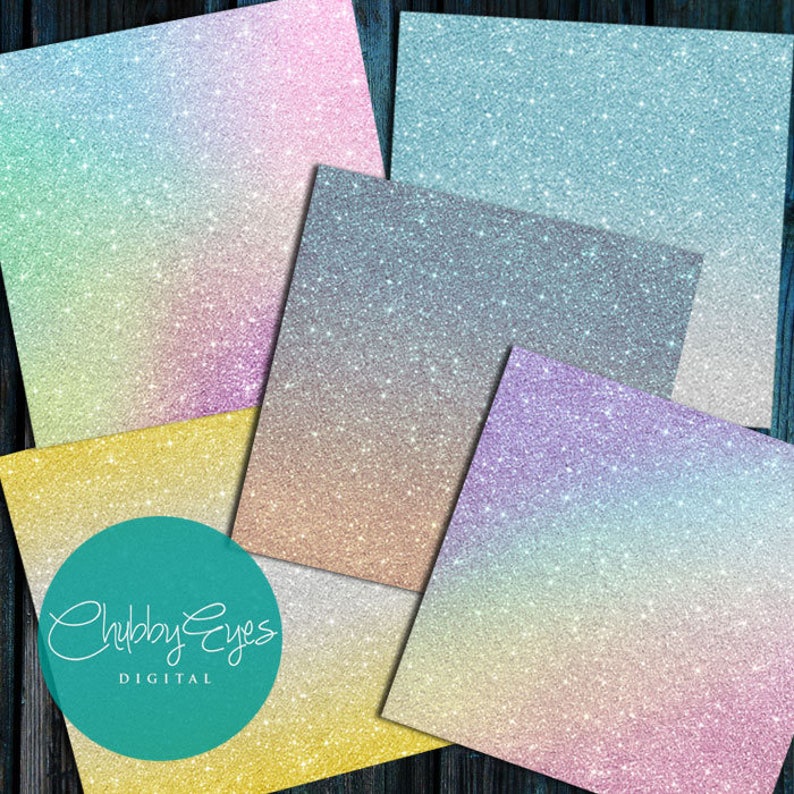 Pastel Ombre Glitter Digital Papers Pastel Color Scrapbook - Etsy