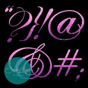 Pink Purple Ombre Glitter Alphabet, Numbers and Punctuation Clip Art ...