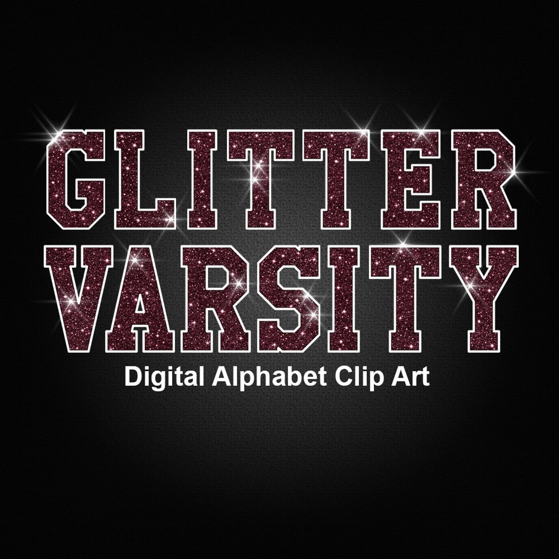 Maroon Glitter Varsity Alphabet Clip Art (digital Download) - Etsy